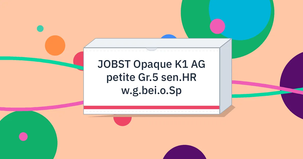 Symbolbild: Packung mit der Aufschrift JOBST Opaque K1 AG petite Gr.5 sen.HR w.g.bei.o.Sp (PZN 16269371) – Verfügbarkeit und Bezug in Apotheken in Frankfurt am Main