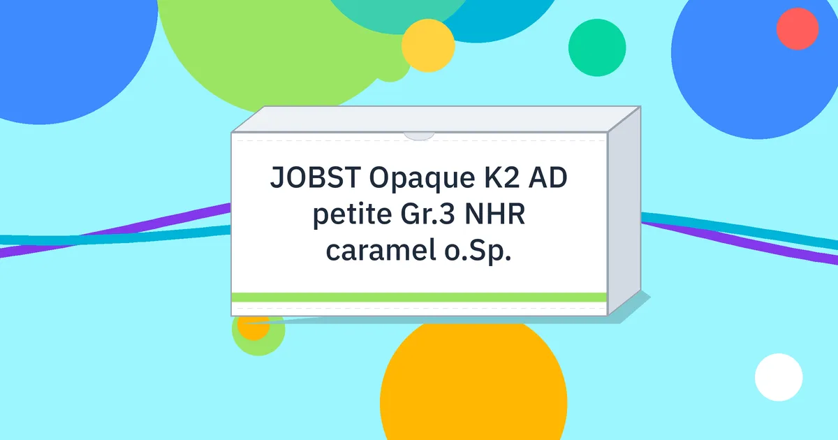 Symbolbild: Packung mit der Aufschrift JOBST Opaque K2 AD petite Gr.3 NHR caramel o.Sp. (PZN 13109678) – Verfügbarkeit und Bezug in Apotheken in Frankfurt am Main