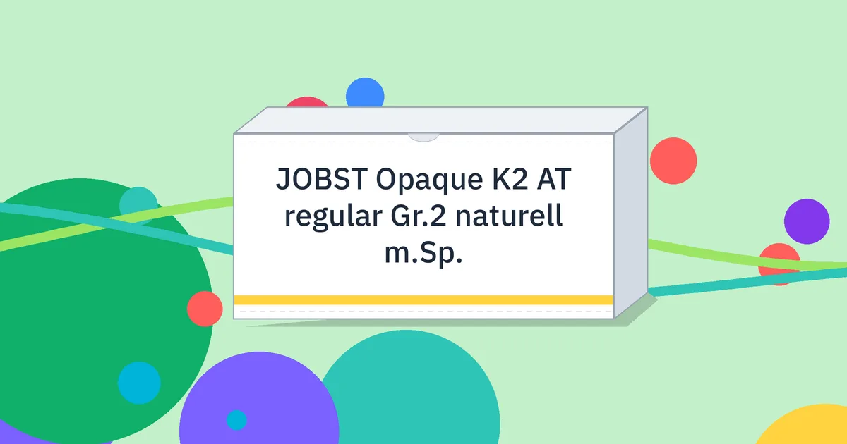 Symbolbild: Packung mit der Aufschrift JOBST Opaque K2 AT regular Gr.2 naturell m.Sp. (PZN 10724153) – Verfügbarkeit und Bezug in Apotheken in Frankfurt am Main