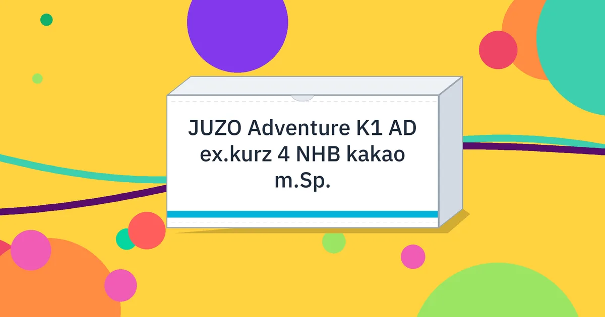 Symbolbild: Packung mit der Aufschrift JUZO Adventure K1 AD ex.kurz 4 NHB kakao m.Sp. (PZN 14975610) – Verfügbarkeit und Bezug in Apotheken in Frankfurt am Main