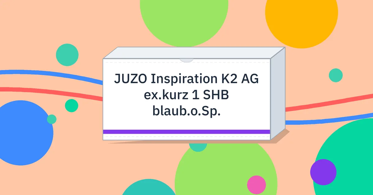 Symbolbild: Packung mit der Aufschrift JUZO Inspiration K2 AG ex.kurz 1 SHB blaub.o.Sp. (PZN 14961329) – Verfügbarkeit und Bezug in Apotheken in Frankfurt am Main