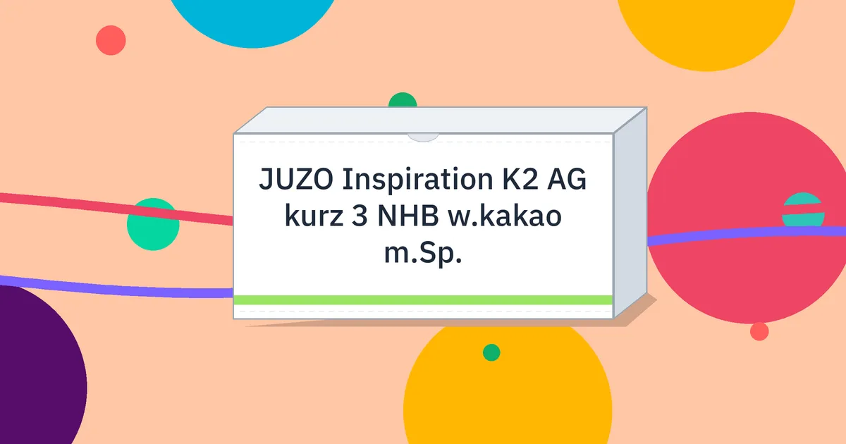 Symbolbild: Packung mit der Aufschrift JUZO Inspiration K2 AG kurz 3 NHB w.kakao m.Sp. (PZN 14948369) – Verfügbarkeit und Bezug in Apotheken in Frankfurt am Main