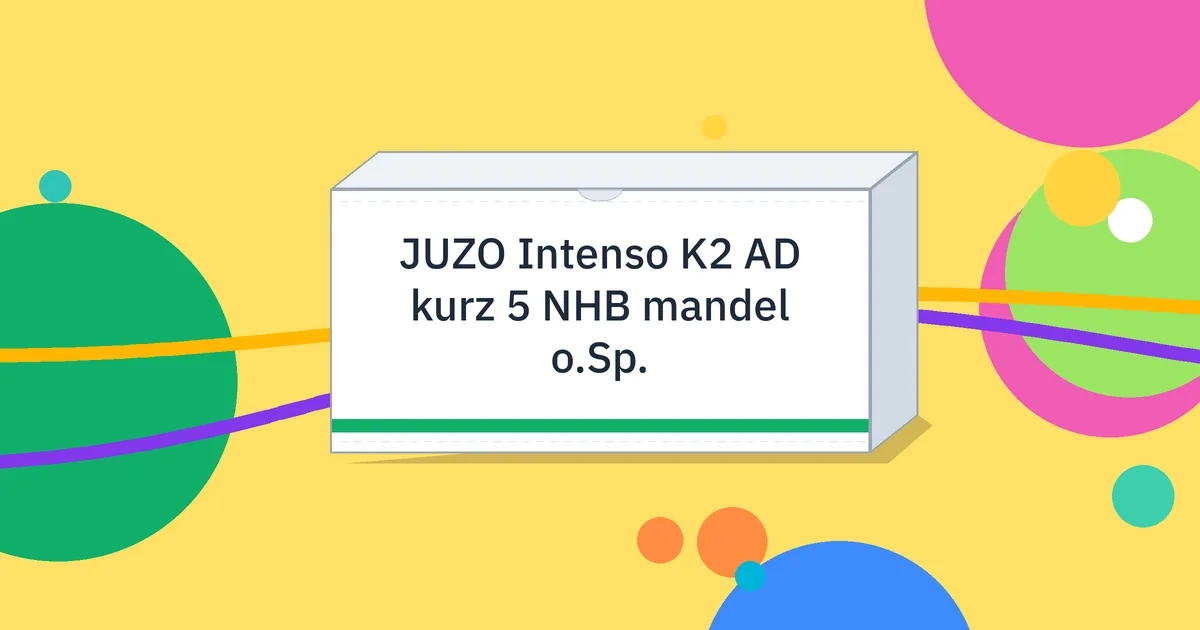 Symbolbild: Packung mit der Aufschrift JUZO Intenso K2 AD kurz 5 NHB mandel o.Sp. (PZN 18621688) – Verfügbarkeit und Bezug in Apotheken in Frankfurt am Main