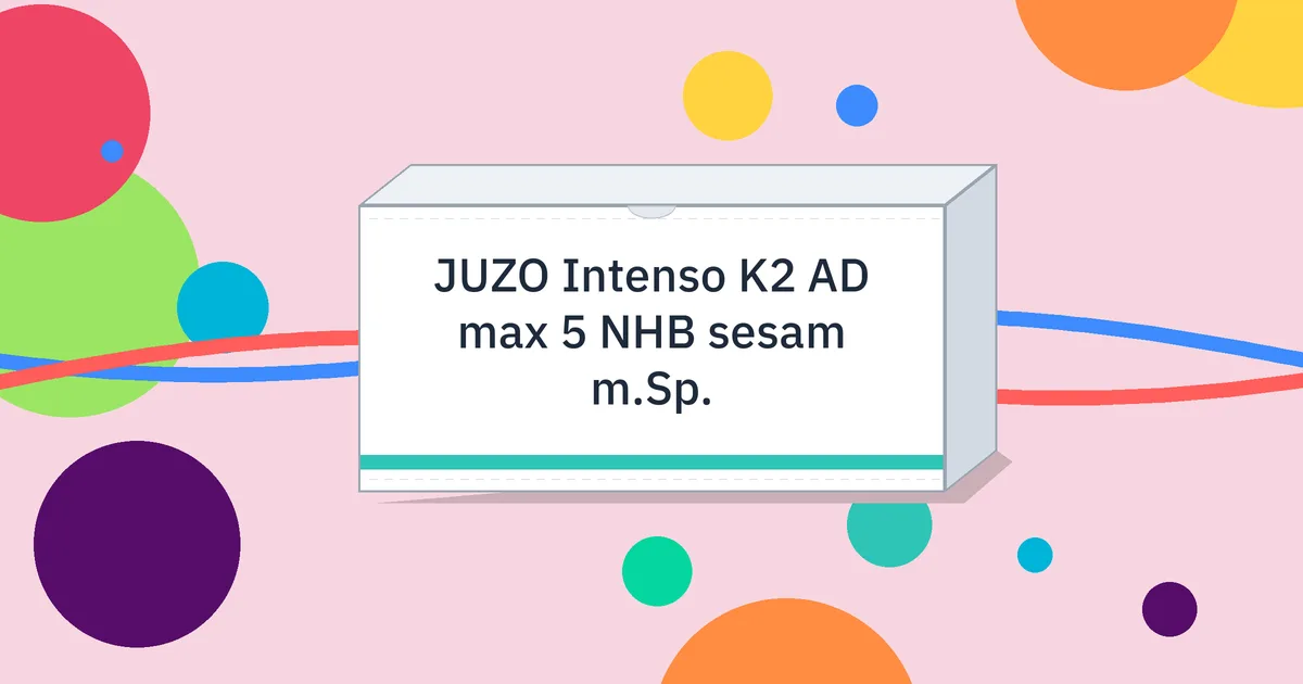 Symbolbild: Packung mit der Aufschrift JUZO Intenso K2 AD max 5 NHB sesam m.Sp. (PZN 18612761) – Verfügbarkeit und Bezug in Apotheken in Frankfurt am Main