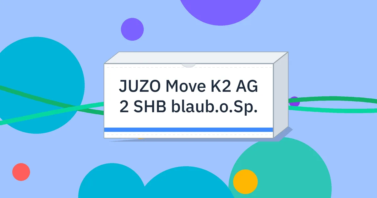 Symbolbild: Packung mit der Aufschrift JUZO Move K2 AG 2 SHB blaub.o.Sp. (PZN 18557507) – Verfügbarkeit und Bezug in Apotheken in Frankfurt am Main
