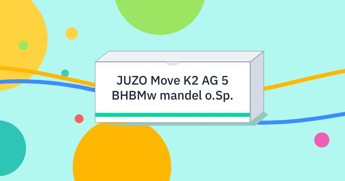 Symbolbild: Packung mit der Aufschrift JUZO Move K2 AG 5 BHBMw mandel o.Sp. (PZN 16649429) – Verfügbarkeit und Bezug in Apotheken in Frankfurt am Main
