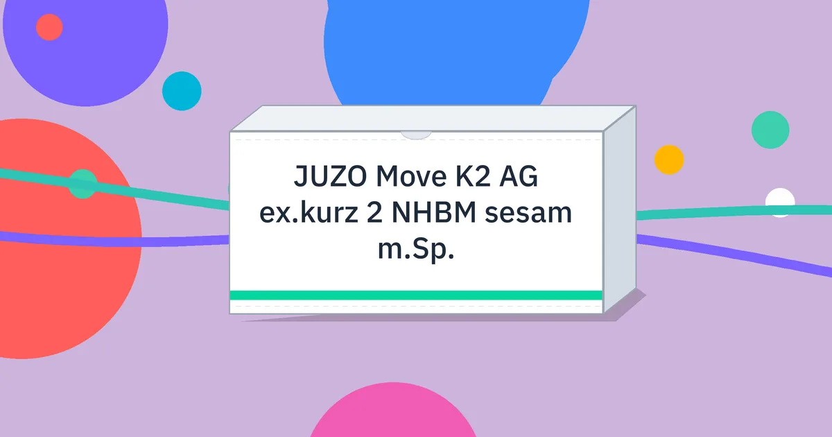 Symbolbild: Packung mit der Aufschrift JUZO Move K2 AG ex.kurz 2 NHBM sesam m.Sp. (PZN 18531270) – Verfügbarkeit und Bezug in Apotheken in Frankfurt am Main