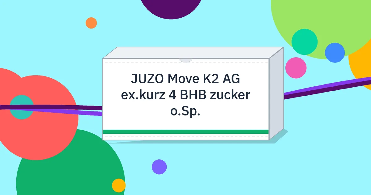 Symbolbild: Packung mit der Aufschrift JUZO Move K2 AG ex.kurz 4 BHB zucker o.Sp. (PZN 18533990) – Verfügbarkeit und Bezug in Apotheken in Frankfurt am Main