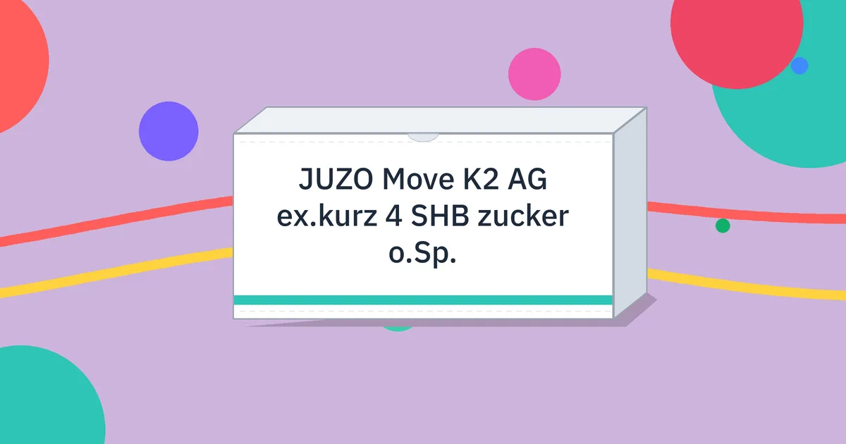 Symbolbild: Packung mit der Aufschrift JUZO Move K2 AG ex.kurz 4 SHB zucker o.Sp. (PZN 18533760) – Verfügbarkeit und Bezug in Apotheken in Frankfurt am Main