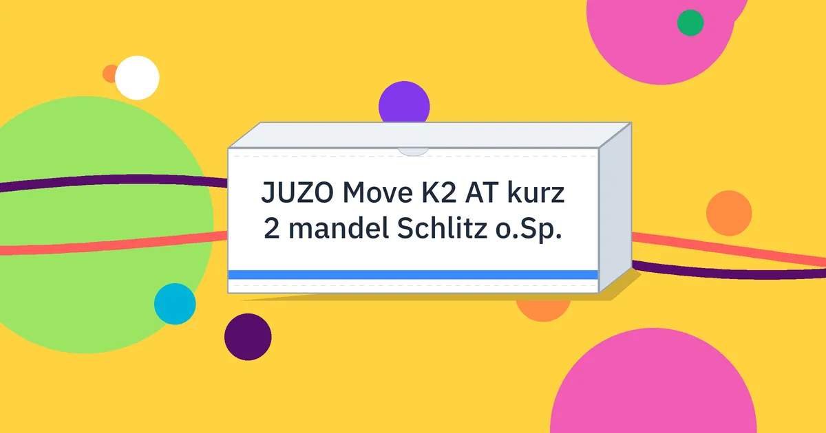 Symbolbild: Packung mit der Aufschrift JUZO Move K2 AT kurz 2 mandel Schlitz o.Sp. (PZN 20676567) – Verfügbarkeit und Bezug in Apotheken in Frankfurt am Main