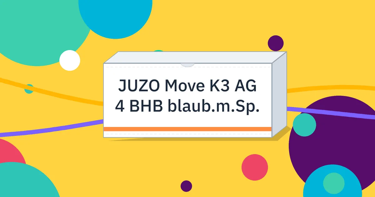 Symbolbild: Packung mit der Aufschrift JUZO Move K3 AG 4 BHB blaub.m.Sp. (PZN 18587431) – Verfügbarkeit und Bezug in Apotheken in Frankfurt am Main