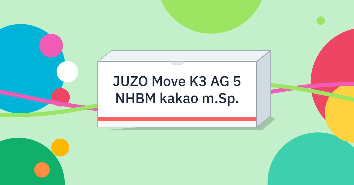 Symbolbild: Packung mit der Aufschrift JUZO Move K3 AG 5 NHBM kakao m.Sp. (PZN 18586704) – Verfügbarkeit und Bezug in Apotheken in Frankfurt am Main