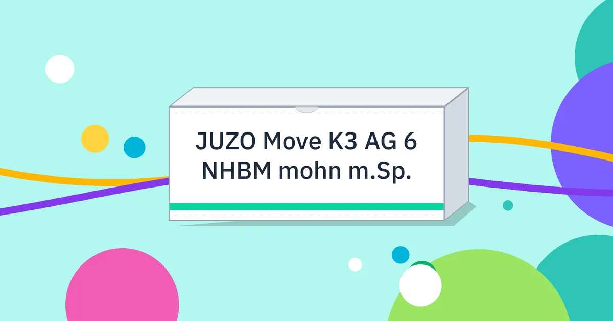 Symbolbild: Packung mit der Aufschrift JUZO Move K3 AG 6 NHBM mohn m.Sp. (PZN 18586644) – Verfügbarkeit und Bezug in Apotheken in Frankfurt am Main