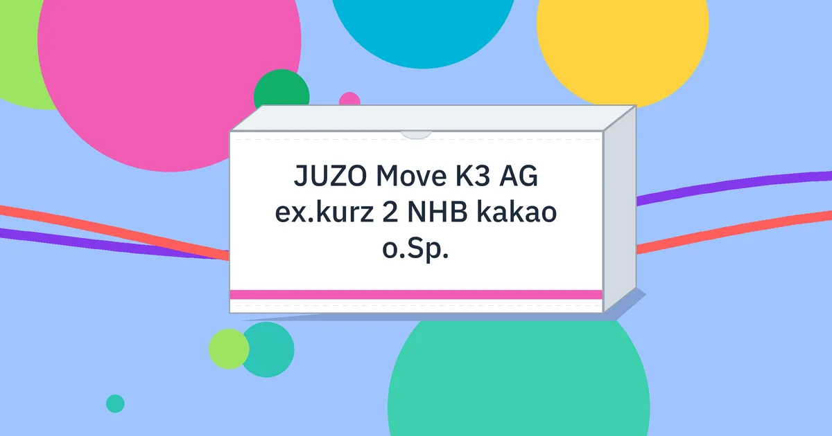 Symbolbild: Packung mit der Aufschrift JUZO Move K3 AG ex.kurz 2 NHB kakao o.Sp. (PZN 18597062) – Verfügbarkeit und Bezug in Apotheken in Frankfurt am Main