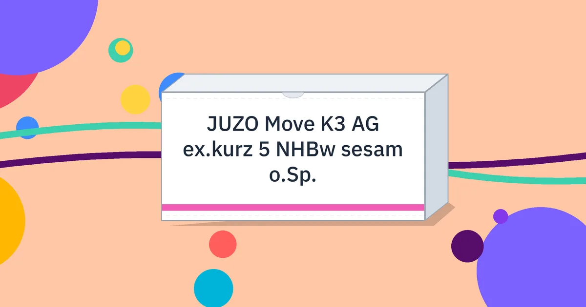 Symbolbild: Packung mit der Aufschrift JUZO Move K3 AG ex.kurz 5 NHBw sesam o.Sp. (PZN 18584510) – Verfügbarkeit und Bezug in Apotheken in Frankfurt am Main