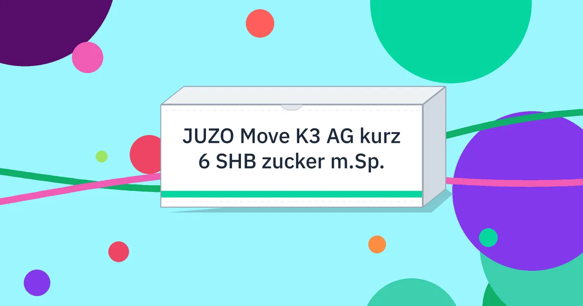 Symbolbild: Packung mit der Aufschrift JUZO Move K3 AG kurz 6 SHB zucker m.Sp. (PZN 18579302) – Verfügbarkeit und Bezug in Apotheken in Frankfurt am Main
