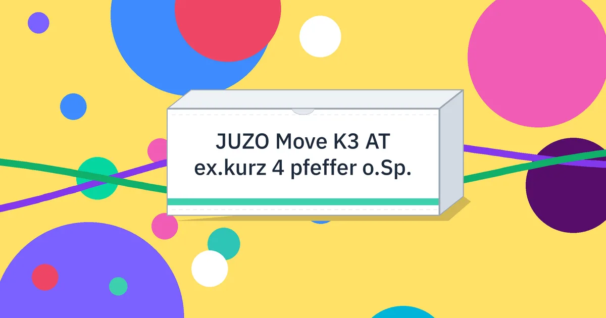 Symbolbild: Packung mit der Aufschrift JUZO Move K3 AT ex.kurz 4 pfeffer o.Sp. (PZN 20681410) – Verfügbarkeit und Bezug in Apotheken in Frankfurt am Main