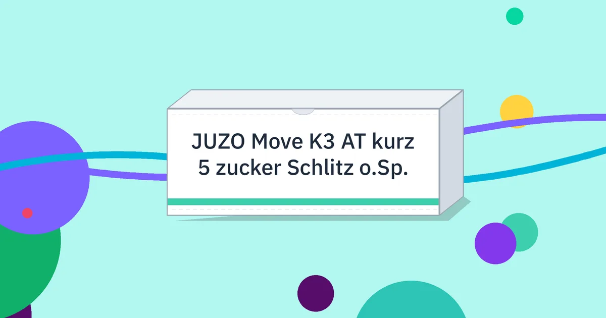 Symbolbild: Packung mit der Aufschrift JUZO Move K3 AT kurz 5 zucker Schlitz o.Sp. (PZN 20685483) – Verfügbarkeit und Bezug in Apotheken in Frankfurt am Main
