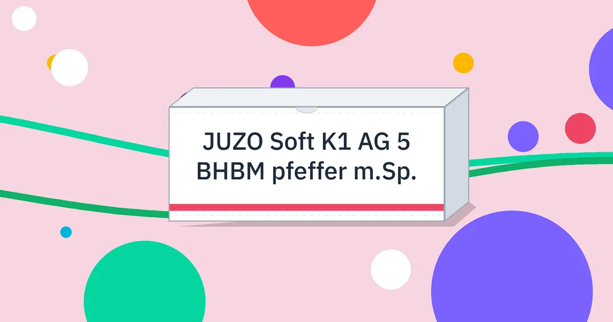 Symbolbild: Packung mit der Aufschrift JUZO Soft K1 AG 5 BHBM pfeffer m.Sp. (PZN 14854817) – Verfügbarkeit und Bezug in Apotheken in Frankfurt am Main