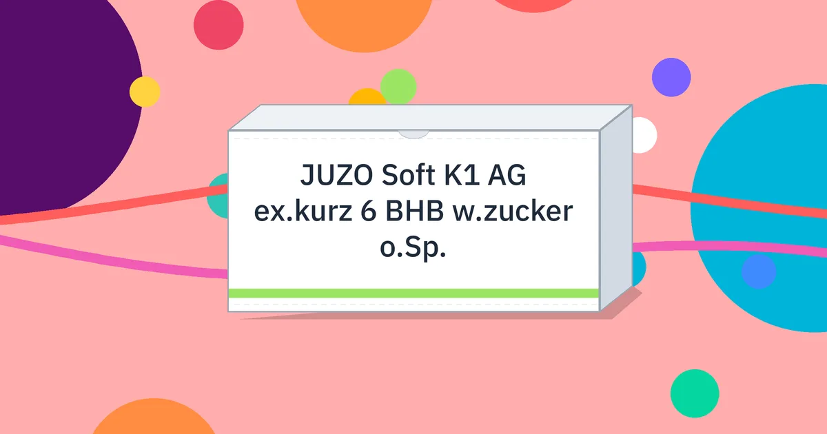 Symbolbild: Packung mit der Aufschrift JUZO Soft K1 AG ex.kurz 6 BHB w.zucker o.Sp. (PZN 14839858) – Verfügbarkeit und Bezug in Apotheken in Frankfurt am Main
