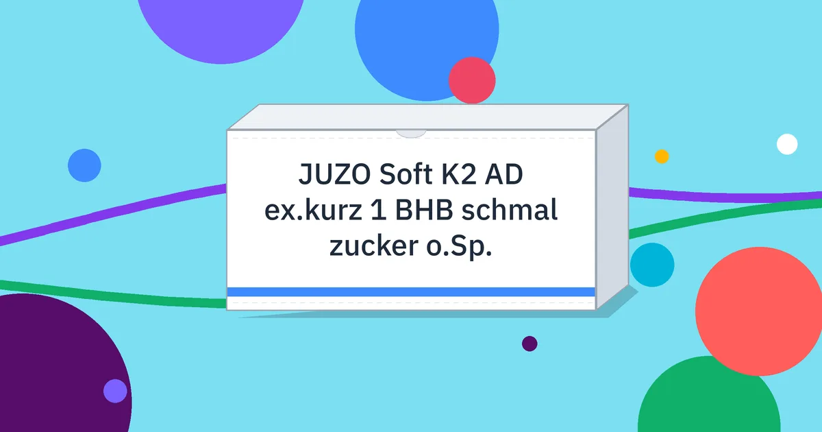Symbolbild: Packung mit der Aufschrift JUZO Soft K2 AD ex.kurz 1 BHB schmal zucker o.Sp. (PZN 15468097) – Verfügbarkeit und Bezug in Apotheken in Frankfurt am Main