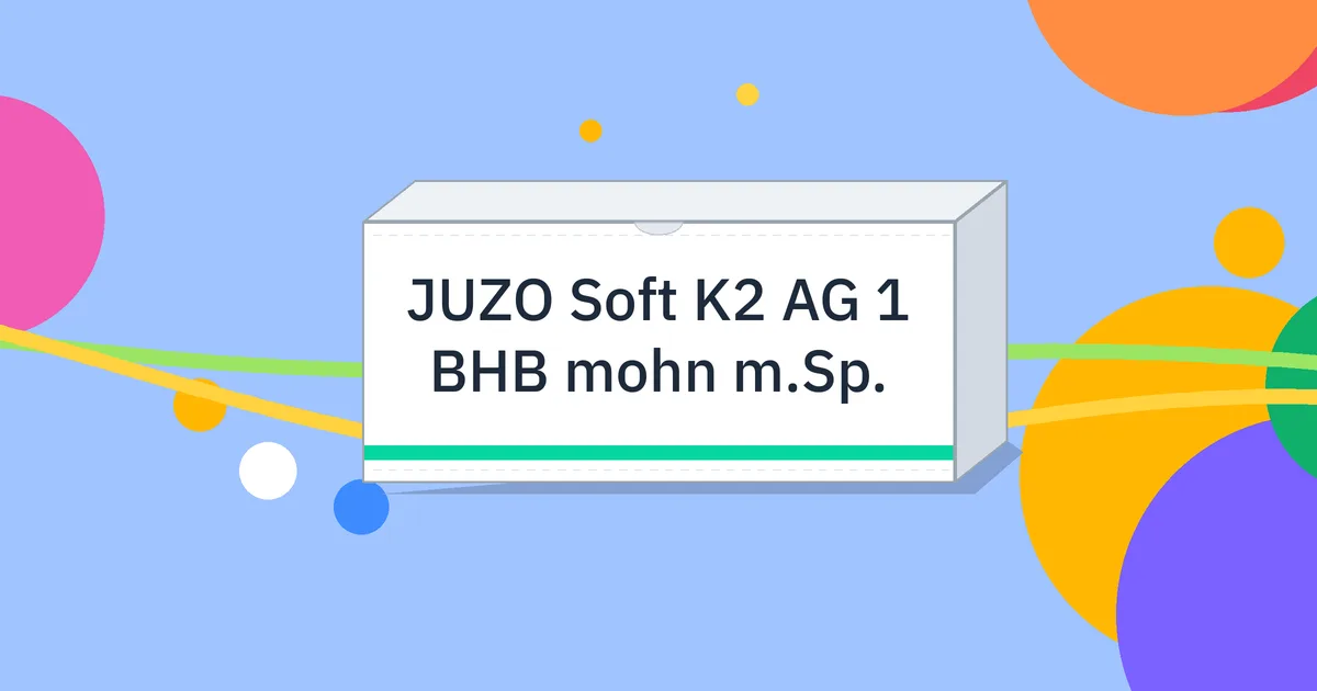 Symbolbild: Packung mit der Aufschrift JUZO Soft K2 AG 1 BHB mohn m.Sp. (PZN 14825052) – Verfügbarkeit und Bezug in Apotheken in Frankfurt am Main