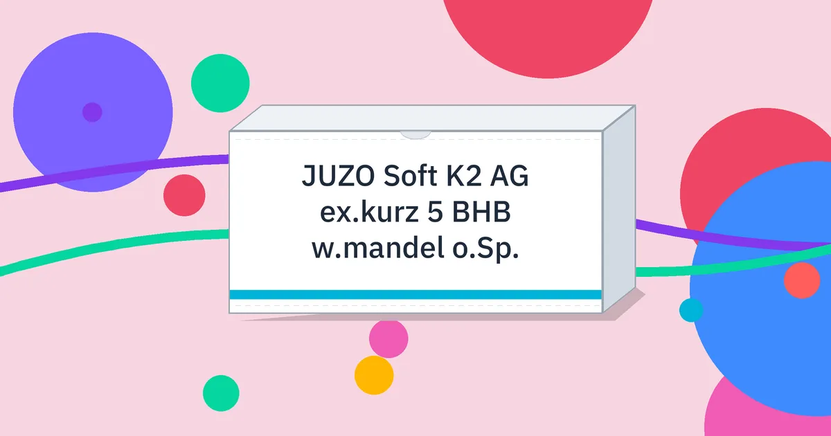 Symbolbild: Packung mit der Aufschrift JUZO Soft K2 AG ex.kurz 5 BHB w.mandel o.Sp. (PZN 14844233) – Verfügbarkeit und Bezug in Apotheken in Frankfurt am Main