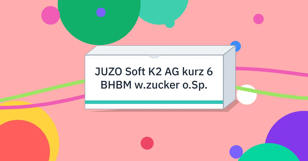 Symbolbild: Packung mit der Aufschrift JUZO Soft K2 AG kurz 6 BHBM w.zucker o.Sp. (PZN 14869262) – Verfügbarkeit und Bezug in Apotheken in Frankfurt am Main