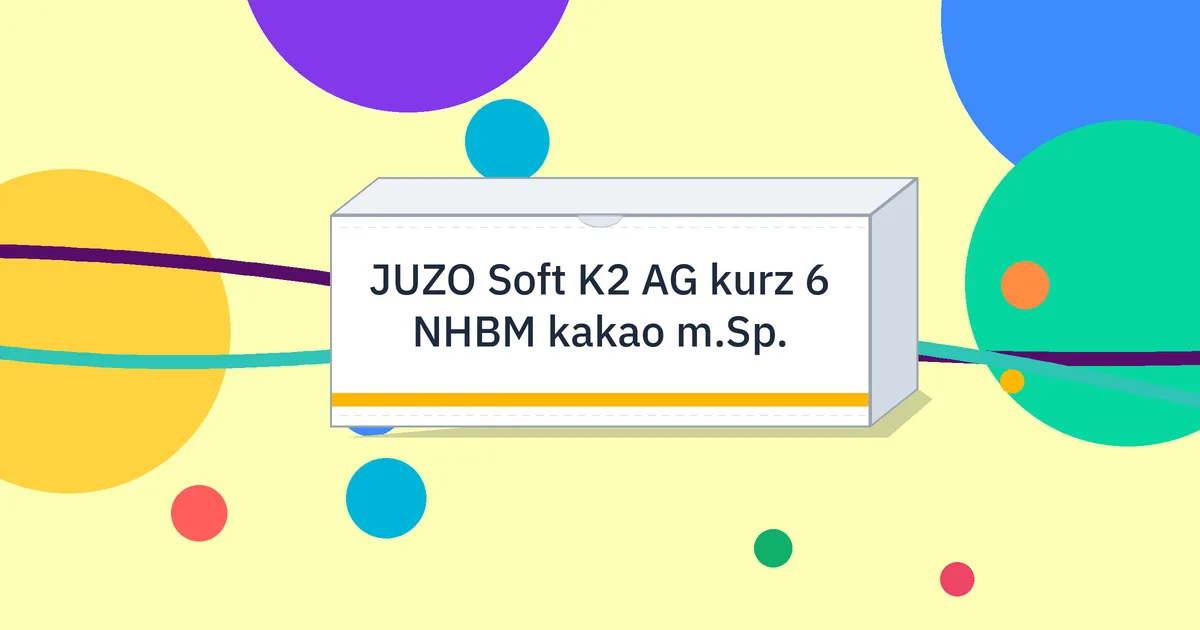 Symbolbild: Packung mit der Aufschrift JUZO Soft K2 AG kurz 6 NHBM kakao m.Sp. (PZN 15020971) – Verfügbarkeit und Bezug in Apotheken in Frankfurt am Main