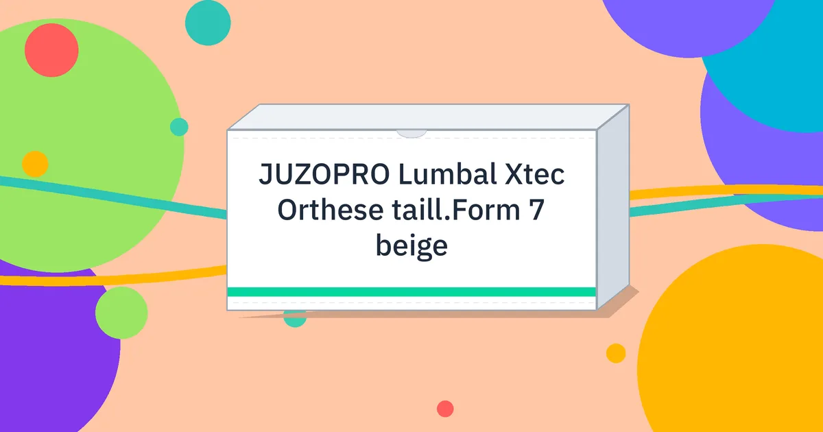 Symbolbild: Packung mit der Aufschrift JUZOPRO Lumbal Xtec Orthese taill.Form 7 beige (PZN 16498249) – Verfügbarkeit und Bezug in Apotheken in Frankfurt am Main