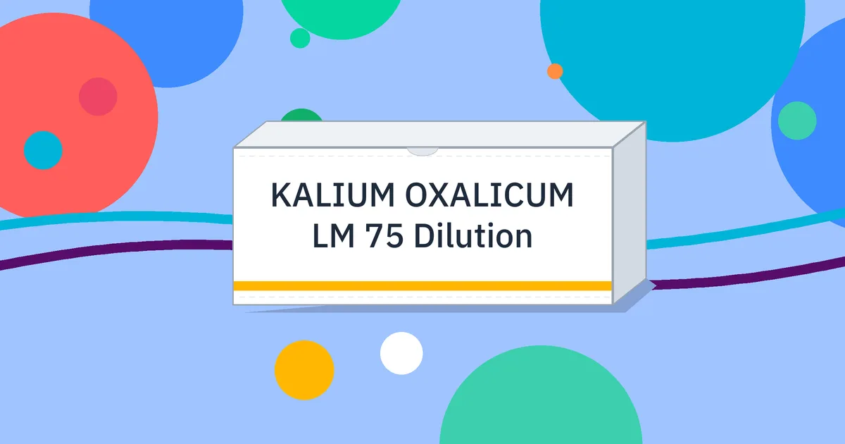 Symbolbild: Packung mit der Aufschrift KALIUM OXALICUM LM 75 Dilution (PZN 12923916) – Verfügbarkeit und Bezug in Apotheken in Frankfurt am Main