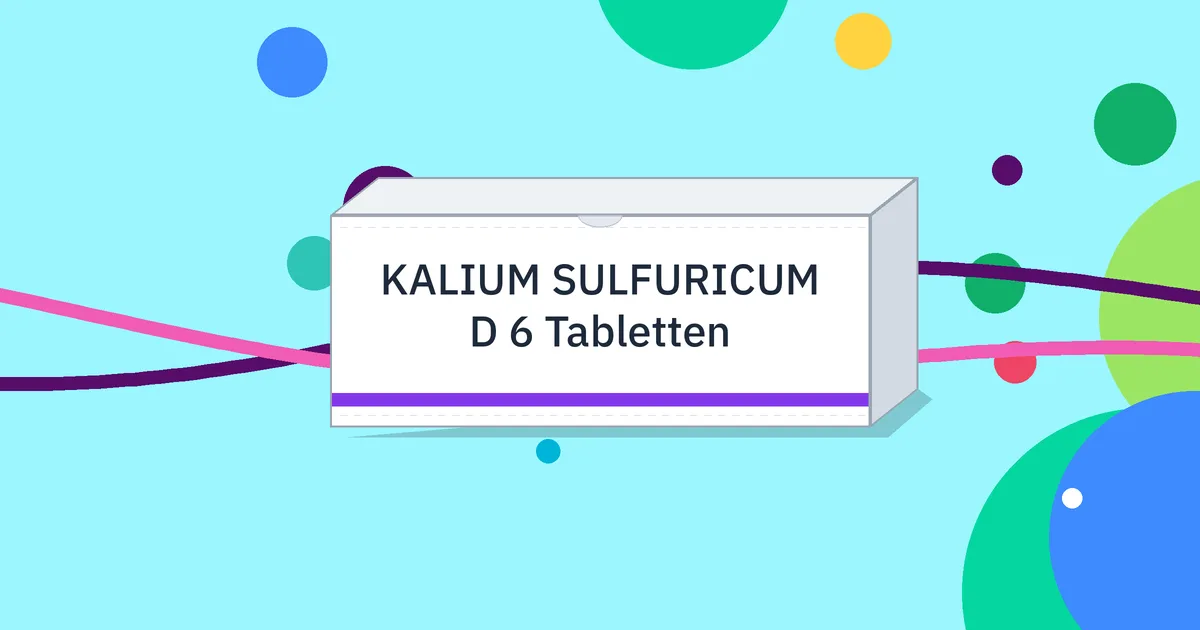 Symbolbild: Packung mit der Aufschrift KALIUM SULFURICUM D 6 Tabletten (PZN 02632508) – Verfügbarkeit und Bezug in Apotheken in Frankfurt am Main