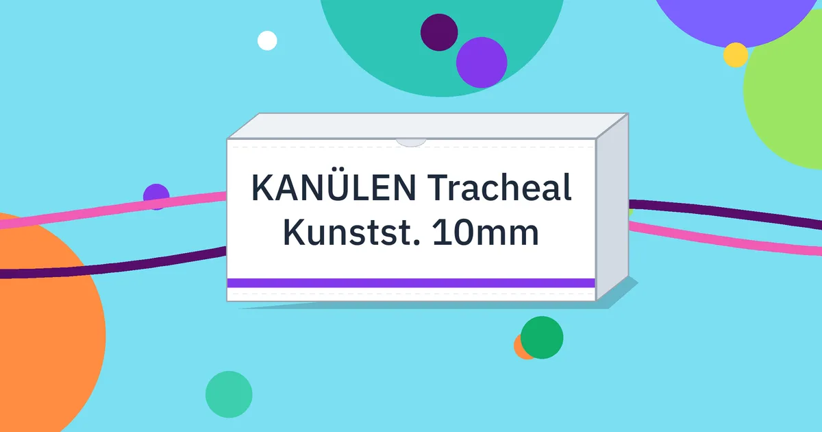 Symbolbild: Packung mit der Aufschrift KANÜLEN Tracheal Kunstst. 10mm (PZN 01965538) – Verfügbarkeit und Bezug in Apotheken in Frankfurt am Main