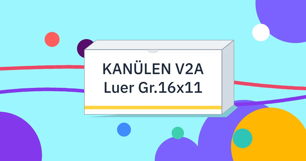 Symbolbild: Packung mit der Aufschrift KANÜLEN V2A Luer Gr.16x11 (PZN 02439616) – Verfügbarkeit und Bezug in Apotheken in Frankfurt am Main