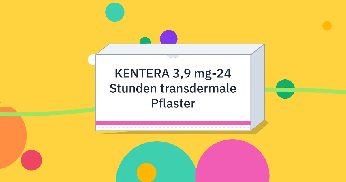 Symbolbild: Packung mit der Aufschrift KENTERA 3,9 mg-24 Stunden transdermale Pflaster (PZN 15393212) – Verfügbarkeit und Bezug in Apotheken in Frankfurt am Main