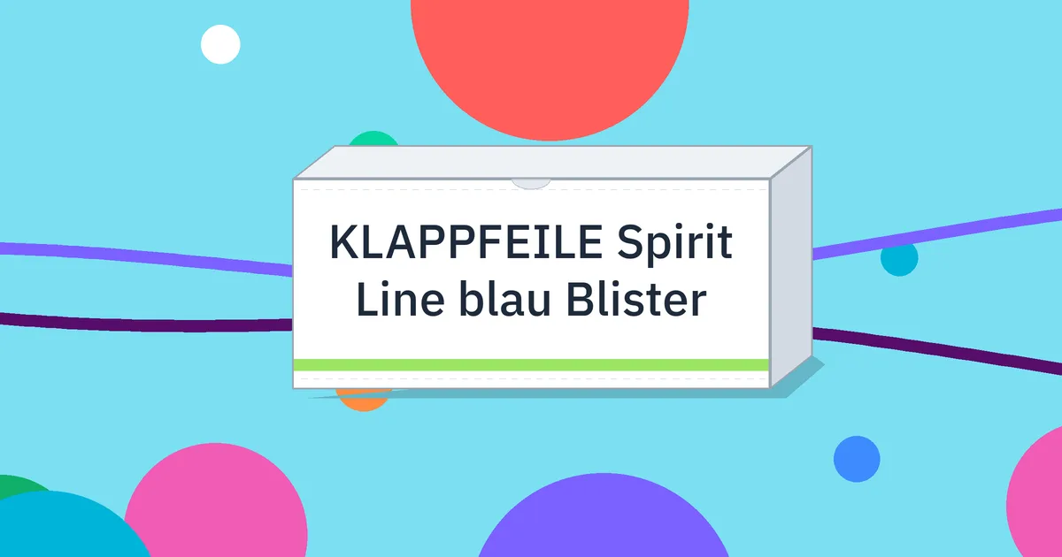 Symbolbild: Packung mit der Aufschrift KLAPPFEILE Spirit Line blau Blister (PZN 01575984) – Verfügbarkeit und Bezug in Apotheken in Frankfurt am Main