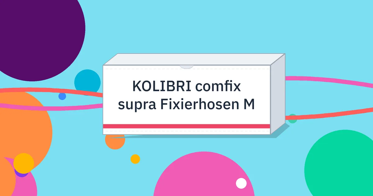 Symbolbild: Packung mit der Aufschrift KOLIBRI comfix supra Fixierhosen M (PZN 13350753) – Verfügbarkeit und Bezug in Apotheken in Frankfurt am Main