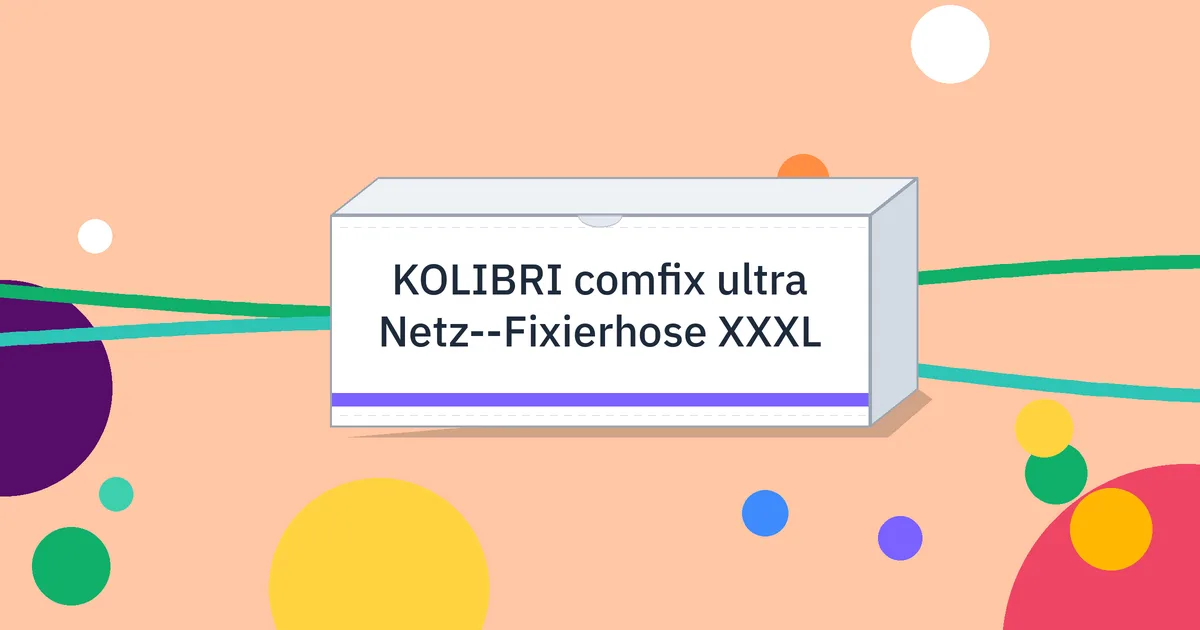 Symbolbild: Packung mit der Aufschrift KOLIBRI comfix ultra Netz--Fixierhose XXXL (PZN 12498933) – Verfügbarkeit und Bezug in Apotheken in Frankfurt am Main