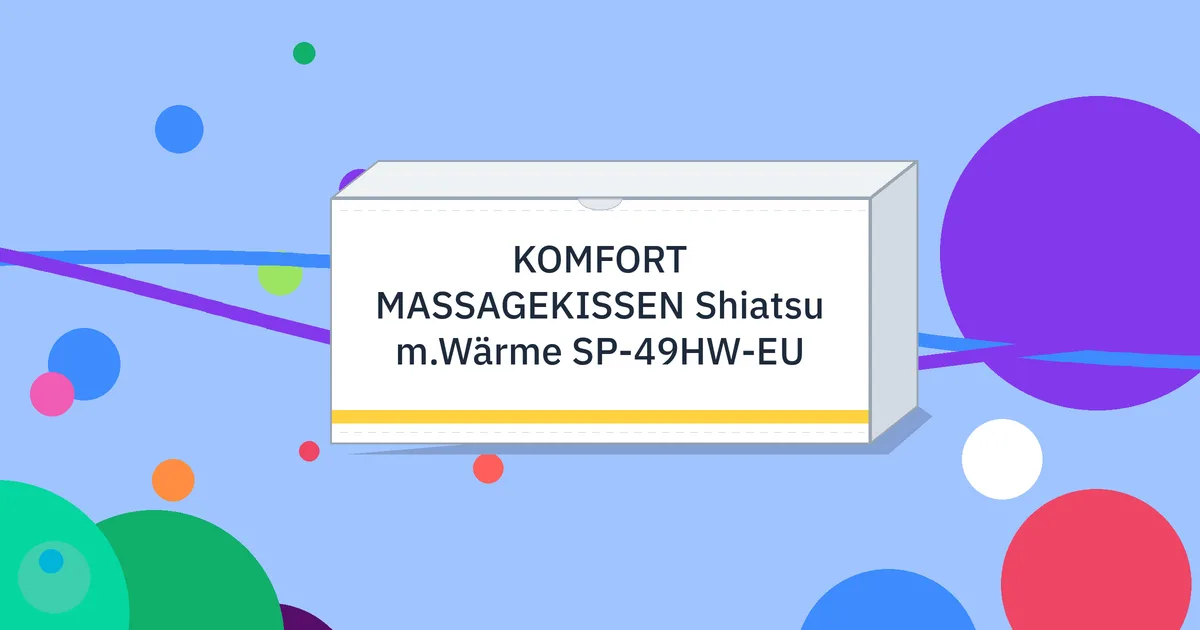 Symbolbild: Packung mit der Aufschrift KOMFORT MASSAGEKISSEN Shiatsu m.Wärme SP-49HW-EU (PZN 09918136) – Verfügbarkeit und Bezug in Apotheken in Frankfurt am Main