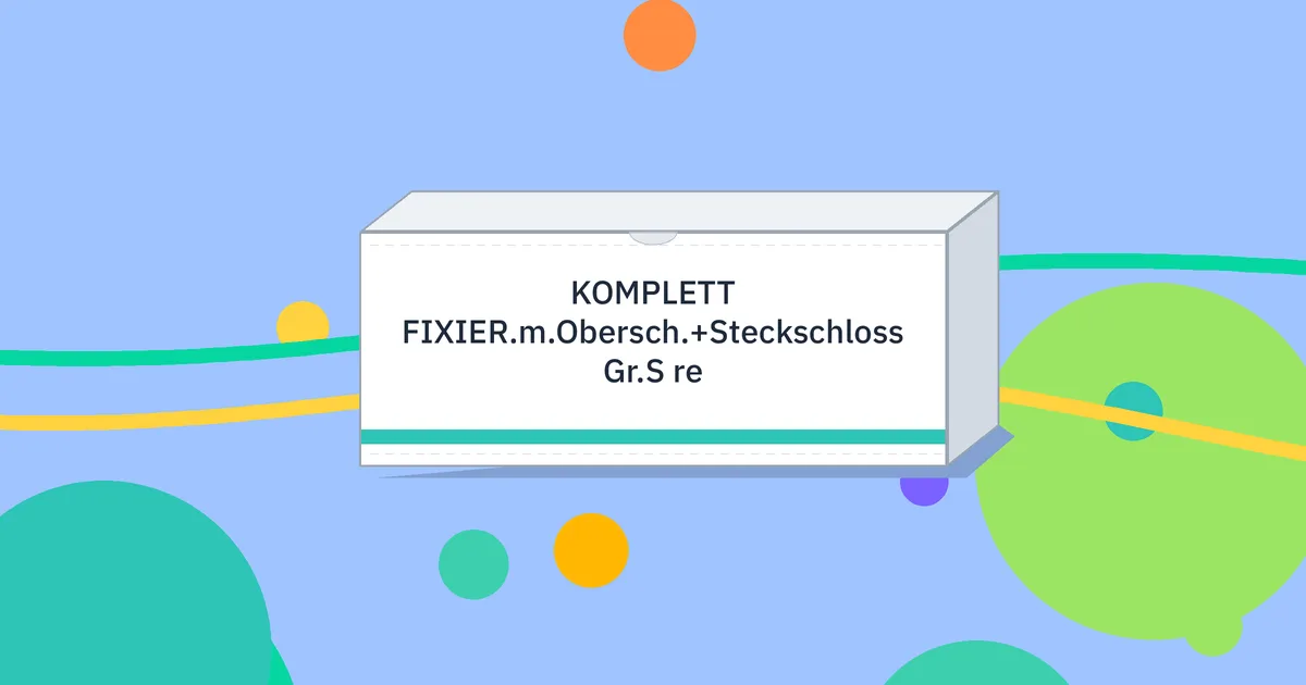 Symbolbild: Packung mit der Aufschrift KOMPLETT FIXIER.m.Obersch.+Steckschloss Gr.S re (PZN 11574201) – Verfügbarkeit und Bezug in Apotheken in Frankfurt am Main