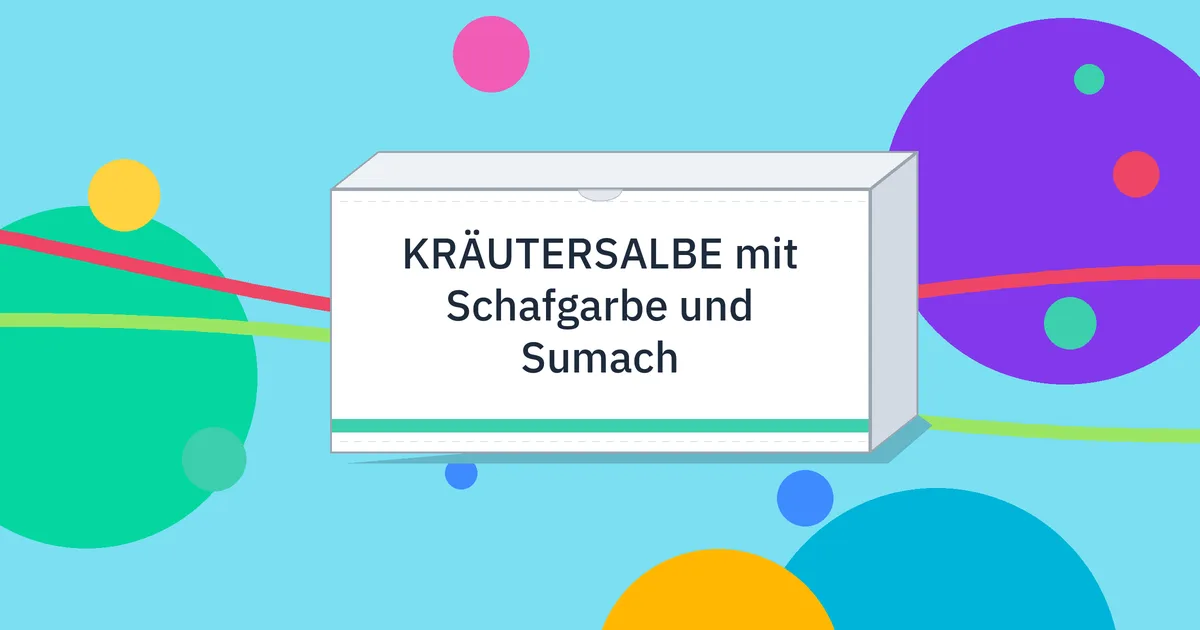 Symbolbild: Packung mit der Aufschrift KRÄUTERSALBE mit Schafgarbe und Sumach (PZN 18249728) – Verfügbarkeit und Bezug in Apotheken in Frankfurt am Main