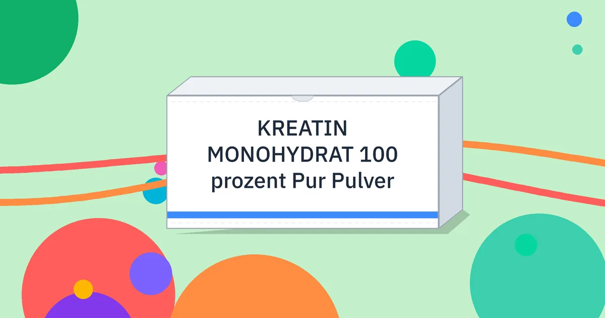 Symbolbild: Packung mit der Aufschrift KREATIN MONOHYDRAT 100 prozent Pur Pulver (PZN 20588917) – Verfügbarkeit und Bezug in Apotheken in Frankfurt am Main