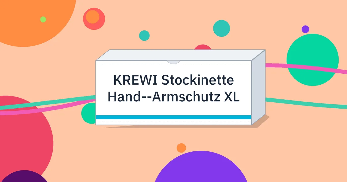 Symbolbild: Packung mit der Aufschrift KREWI Stockinette Hand--Armschutz XL (PZN 17301881) – Verfügbarkeit und Bezug in Apotheken in Frankfurt am Main