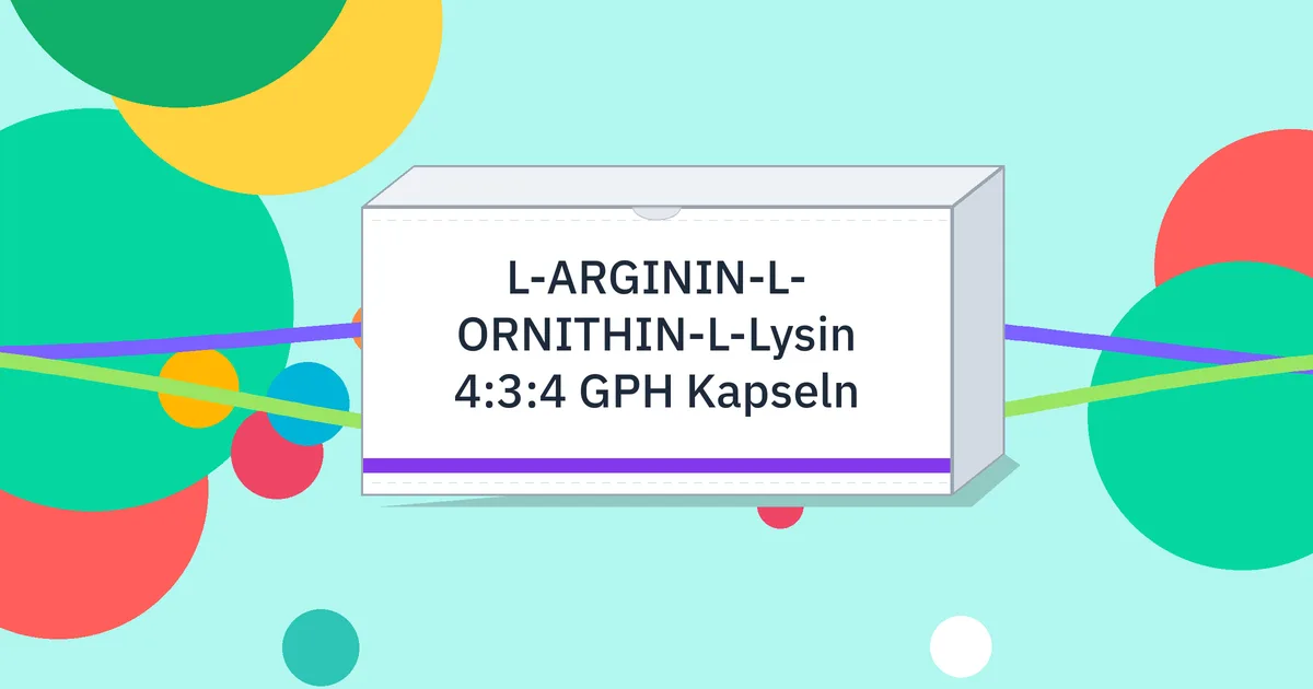 Symbolbild: Packung mit der Aufschrift L-ARGININ-L-ORNITHIN-L-Lysin 4:3:4 GPH Kapseln (PZN 09918395) – Verfügbarkeit und Bezug in Apotheken in Frankfurt am Main