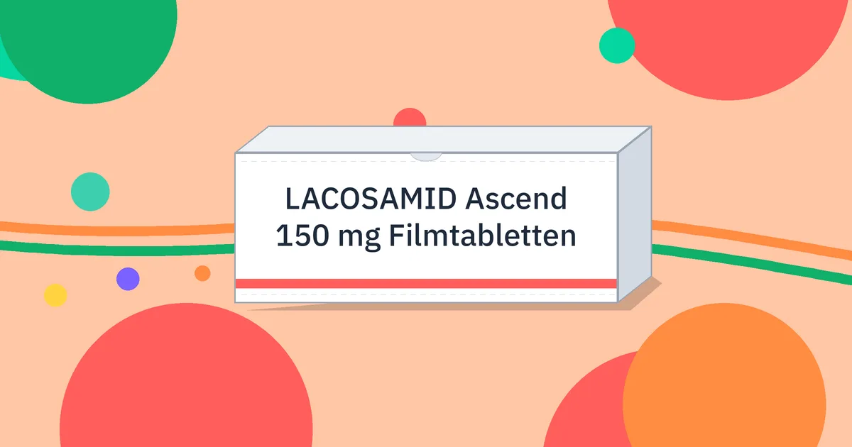 Symbolbild: Packung mit der Aufschrift LACOSAMID Ascend 150 mg Filmtabletten (PZN 18218627) – Verfügbarkeit und Bezug in Apotheken in Frankfurt am Main