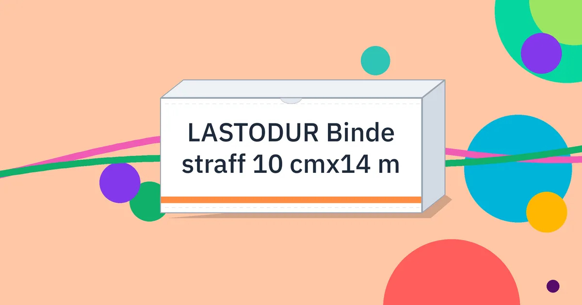 Symbolbild: Packung mit der Aufschrift LASTODUR Binde straff 10 cmx14 m (PZN 13744452) – Verfügbarkeit und Bezug in Apotheken in Frankfurt am Main
