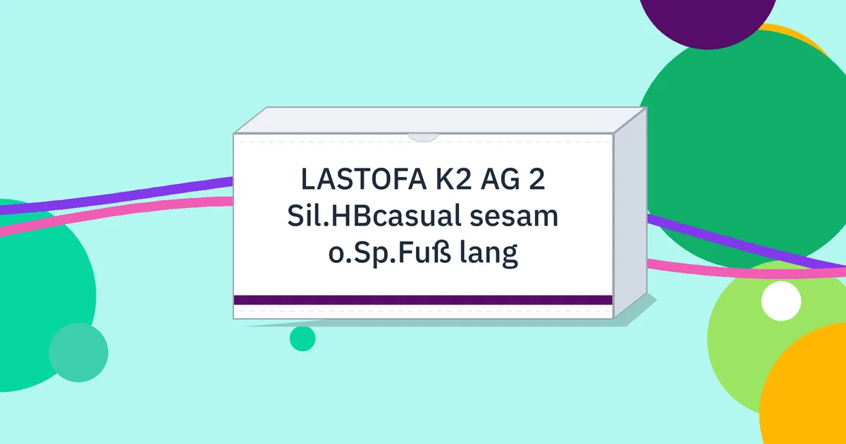Symbolbild: Packung mit der Aufschrift LASTOFA K2 AG 2 Sil.HBcasual sesam o.Sp.Fuß lang (PZN 14149556) – Verfügbarkeit und Bezug in Apotheken in Frankfurt am Main
