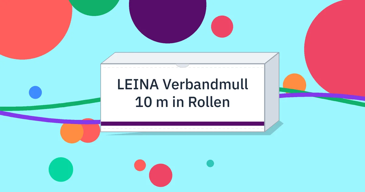 Symbolbild: Packung mit der Aufschrift LEINA Verbandmull 10 m in Rollen (PZN 08716844) – Verfügbarkeit und Bezug in Apotheken in Frankfurt am Main