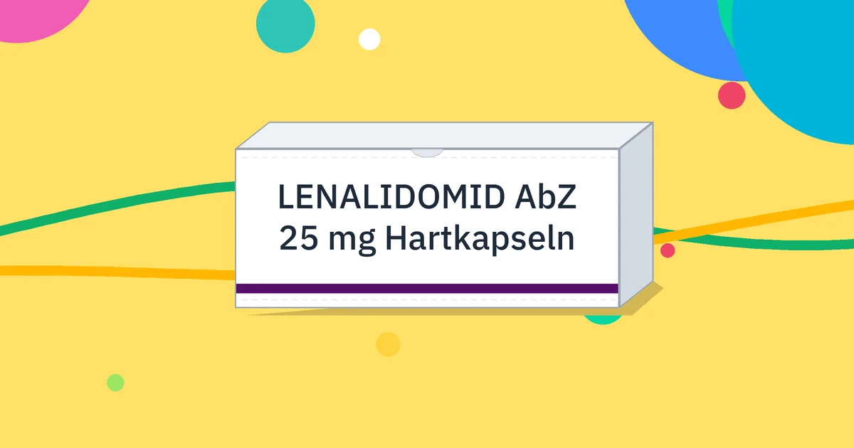 Symbolbild: Packung mit der Aufschrift LENALIDOMID AbZ 25 mg Hartkapseln (PZN 17216833) – Verfügbarkeit und Bezug in Apotheken in Frankfurt am Main