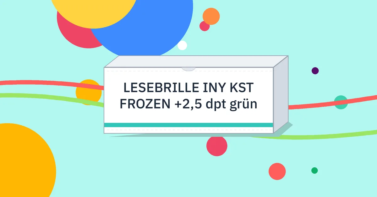 Symbolbild: Packung mit der Aufschrift LESEBRILLE INY KST FROZEN +2,5 dpt grün (PZN 19941484) – Verfügbarkeit und Bezug in Apotheken in Frankfurt am Main